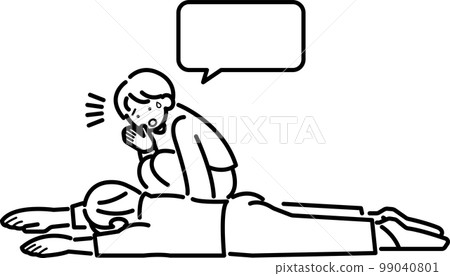 Illustration of rescuing a fallen man line... - Stock Illustration ...