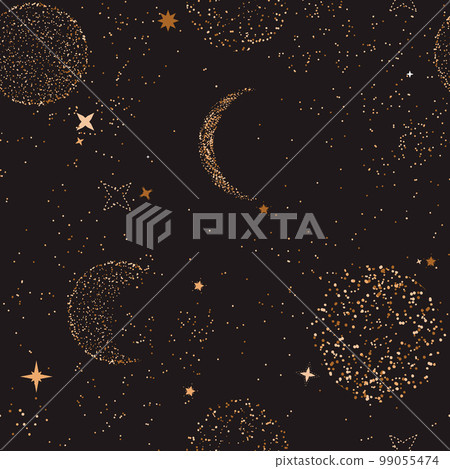 star constellation seamless pattern moon cosmic... - Stock Illustration ...