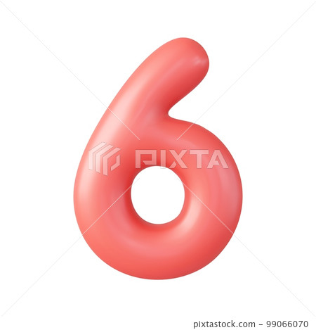 3d Number 6. six Number sign red color. - Stock Illustration [99066070 ...