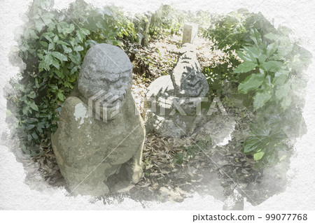 Watercolor-style Tomb of Princess Kibi... - Stock Illustration ...