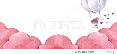Watercolor painting of Hot air balloon with... - Stock Illustration ...