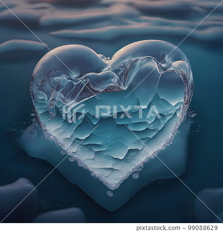 Frozen heart on winter with ice and snow...-插圖素材 [99088629] - PIXTA圖庫