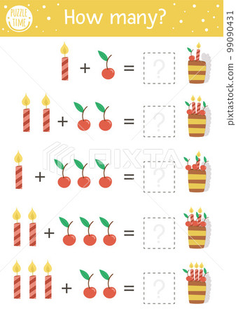 Birthday counting game with cake and candles.... - Stock Illustration ...