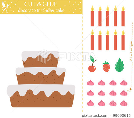 Vector Birthday party cut and glue activity.... - Stock Illustration ...