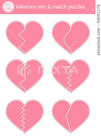 Vector Saint Valentine day mix and match puzzle... - Stock Illustration ...