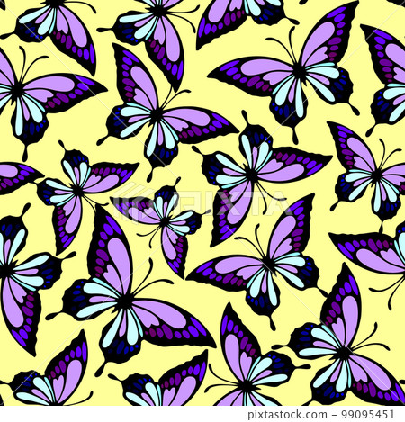 seamless pattern of bright colored butterflies... - Stock Illustration ...