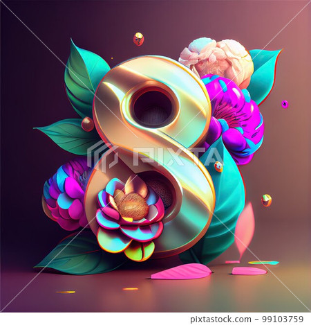 Creative illustration of number 8 with floral... - Stock Illustration ...