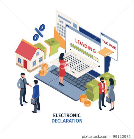 Electronic Declaration Isometric Illustration - Stock Illustration ...