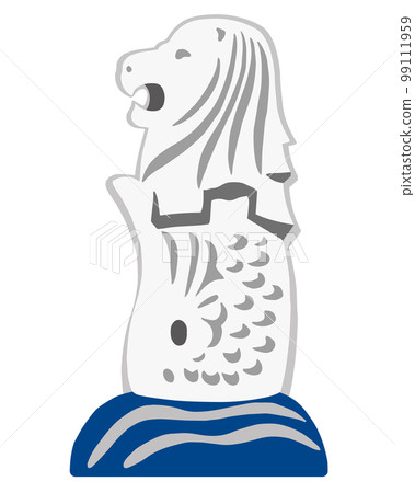 Merlion loosely hand-drawn simple illustration - Stock Illustration ...