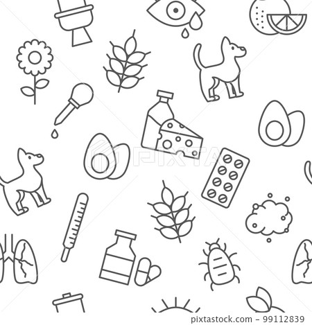 Dog and food allergy. Sneeze icon pattern.... - Stock Illustration ...