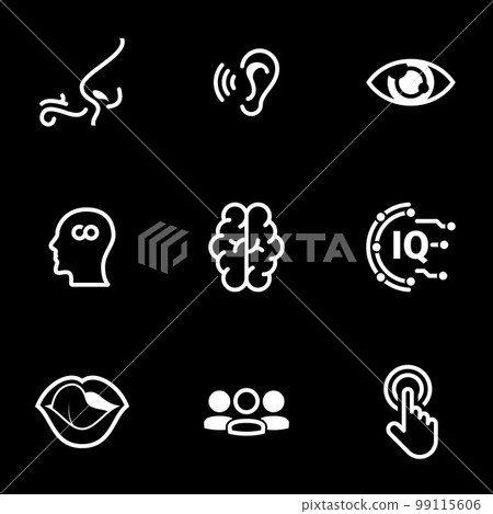 Set of simple icons on a theme Sense organs,... - Stock Illustration ...