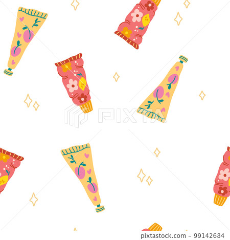 Tube of cream seamless pattern. Care cosmetics,... - Stock Illustration ...