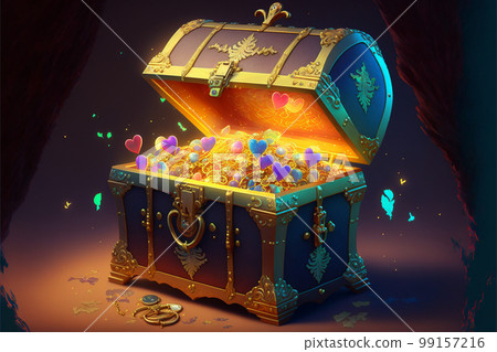 Treasure chest gold coin jewelry treasure money... - Stock Illustration ...