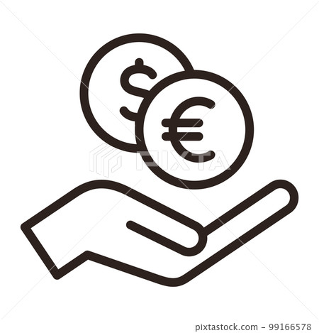 Hand holding dollar and euro, save money icon,... - Stock Illustration ...