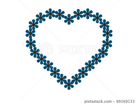 Heart mark frame made of blue flowers - Stock Illustration [99169133 ...