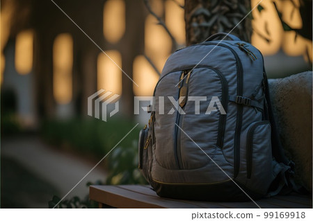 A cool outdoor backpack placed on the ground... - Stock Illustration ...