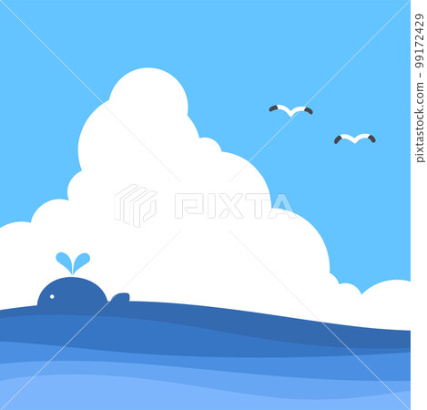 Web banner _ sea and whale - Stock Illustration [99172429] - PIXTA