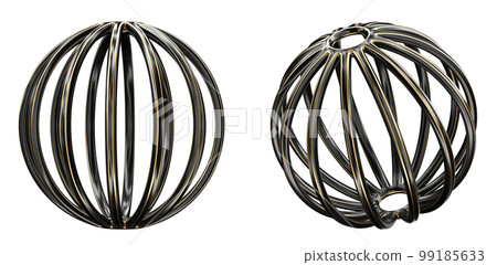 Black golden steel metal sphere or balls set.... - Stock Illustration ...
