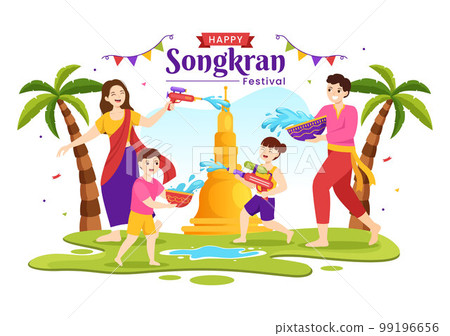 Happy Songkran Festival Day Illustration with... - Stock Illustration ...
