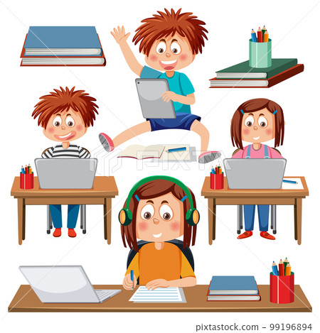 Set of student cartoon character - Stock Illustration [99196894] - PIXTA