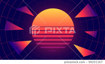 glowing retro futuristic background in... - Stock Illustration ...