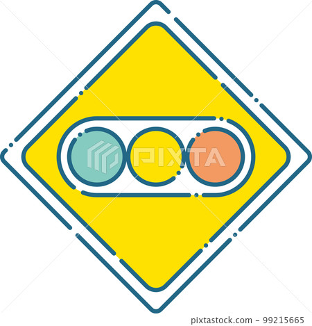 Traffic warning sign square traffic light green... - Stock Illustration ...