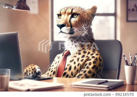 portrait of cheetah in business suit at the... - Stock Illustration ...