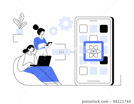React native mobile app abstract concept vector...-插圖素材 [99221748 ...