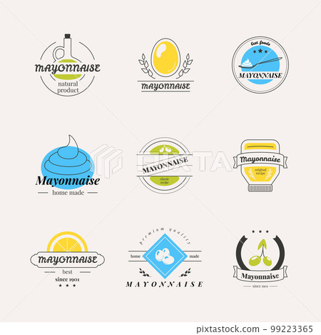 Mayonnaise Typography Label Badge Sign Set... - Stock Illustration ...