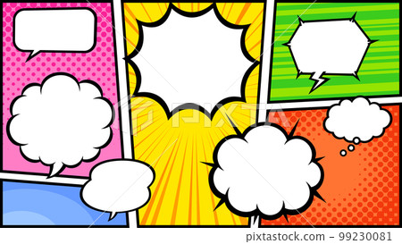 American comic style frame split with speech... - Stock Illustration ...