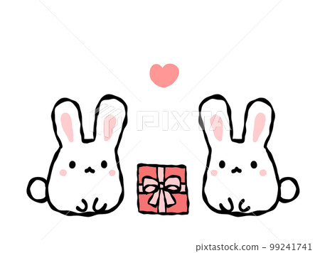 rabbit giving a present - Stock Illustration [99241741] - PIXTA
