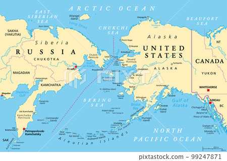 Maritime boundary between Russia and United... - Stock Illustration ...