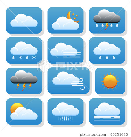Weather icons. Realistic weather icons set... - Stock Illustration ...