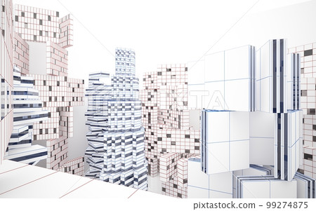 Drawing abstract architectural white interior... - Stock Illustration ...