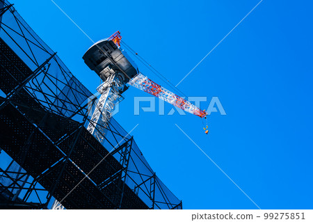 Construction site crane, scaffolding, curing... - Stock Photo [99275851 ...