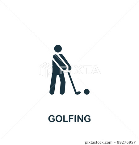 Golfing icon. Monochrome simple sign from hobby... - Stock Illustration ...