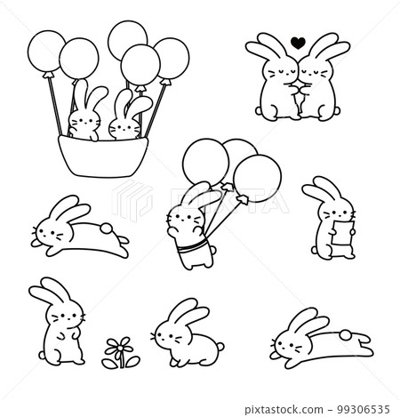 Fun rabbit illustration set - Stock Illustration [99306535] - PIXTA
