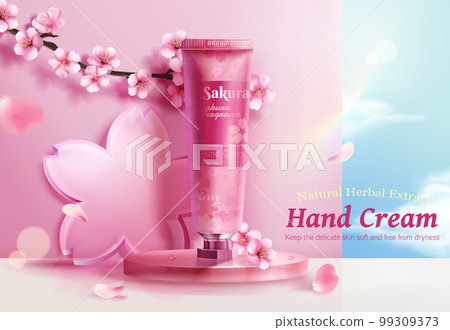 3D cherry blossom hand cream ad - Stock Illustration [99309373] - PIXTA