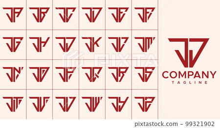 Set of modern line triangle letter J logo design. - Stock Illustration ...