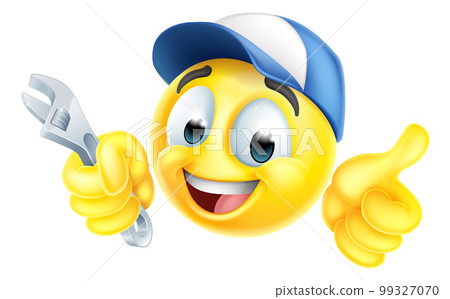 Mechanic or Plumber Spanner Emoticon Emoji Icon - Stock Illustration ...