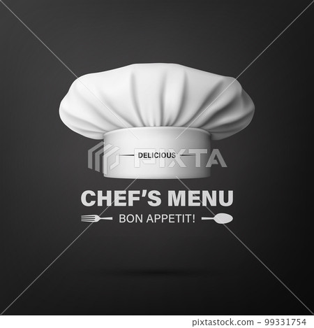 Vector Banner with 3d Realistic White Chef Hat,... - Stock Illustration ...
