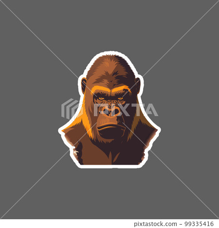 brown monkey face sticker - Stock Illustration [99335416] - PIXTA