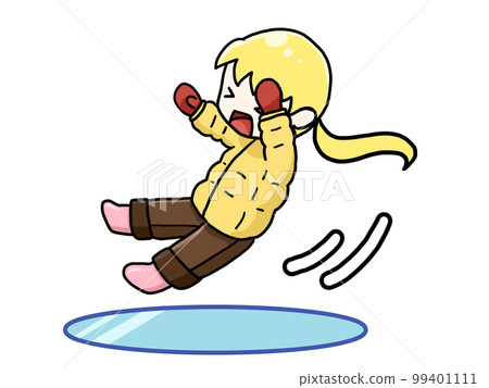 Illustration of a Caucasian girl slipping and... - Stock Illustration ...