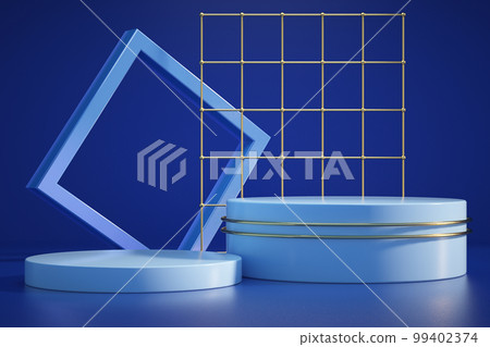 3D Rendering Blue Product Booth Background - Stock Illustration ...
