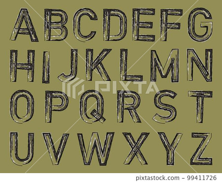 Monochrome hand drawn alphabet set - Stock Illustration [99411726] - PIXTA