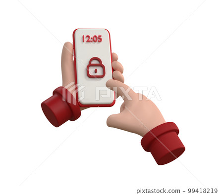 Smartphone lock screen. Hand hold smartphone... - Stock Illustration ...