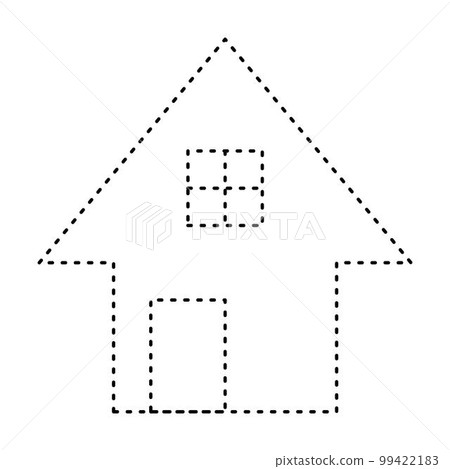 Tracing house dotted lines shape for preschool... - Stock Illustration ...