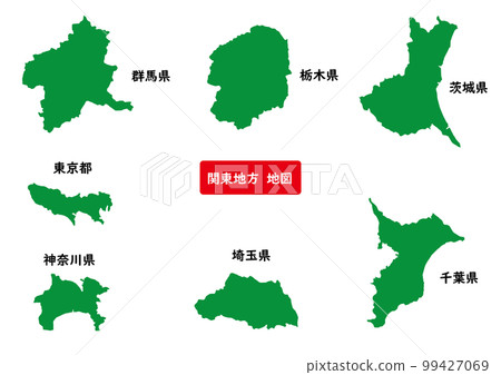 Prefecture map Kanto region set - Stock Illustration [99427069] - PIXTA