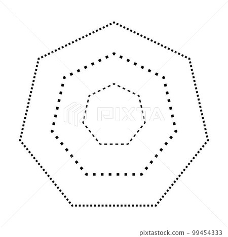 Tracing heptagon shape symbol, dashed and... - Stock Illustration ...