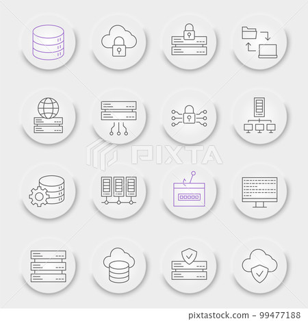 Database line icon set, cloud computing...-插圖素材 [99477188] - PIXTA圖庫